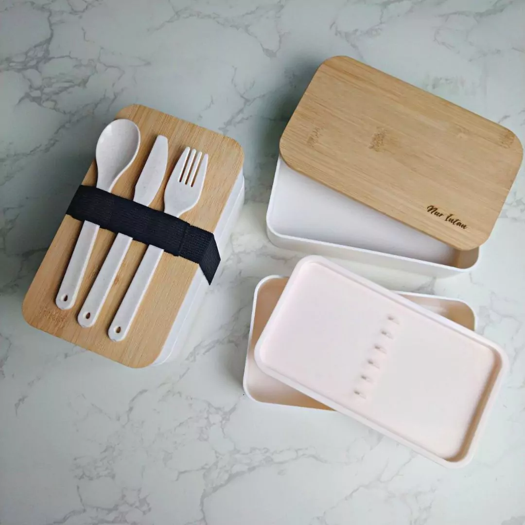 Wooden Lunch Box Bento Double Layer - Ukir Kuantan