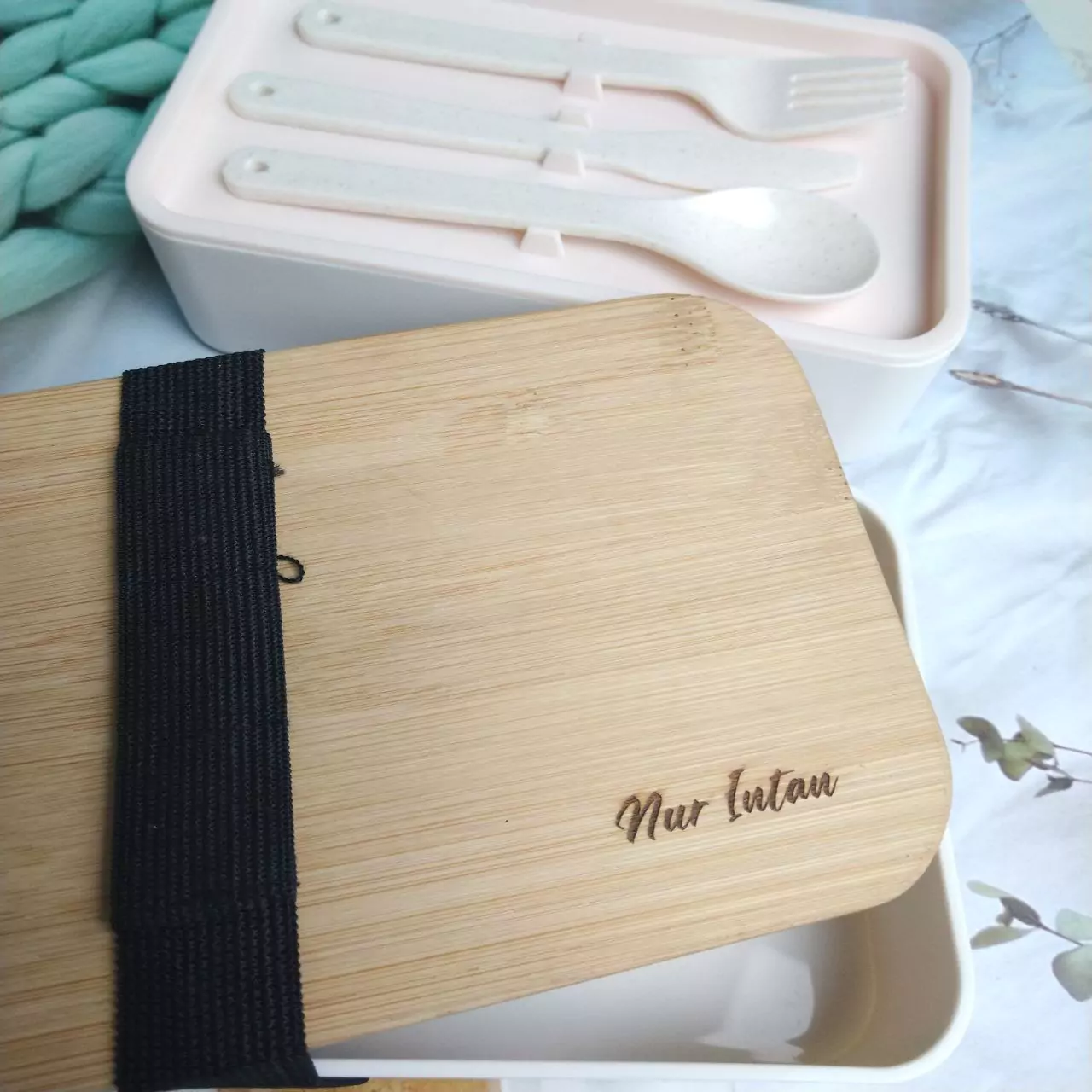 Wooden Lunch Box Bento Double Layer - Ukir Kuantan